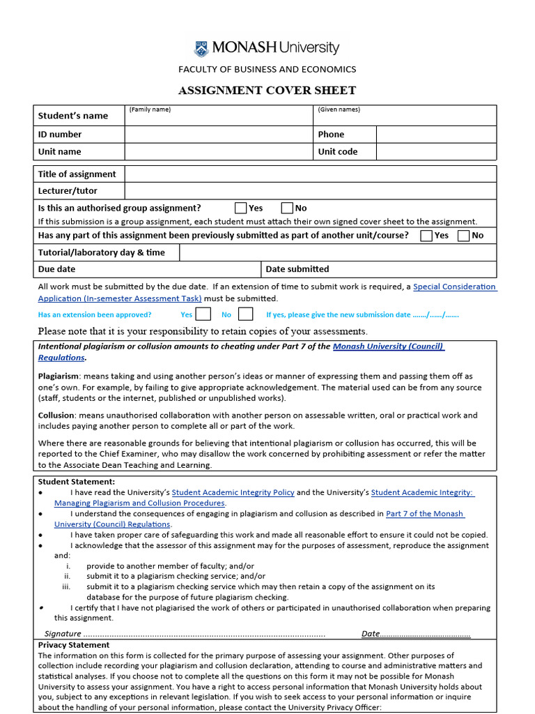Assignment Cover Sheet | PDF | Plagiarism | Justice