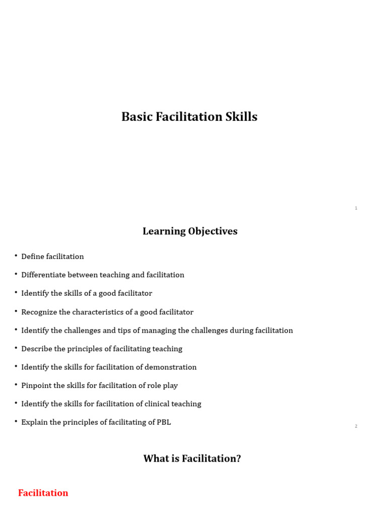 Basic Facilitation Skill | PDF | Facilitator | Teachers