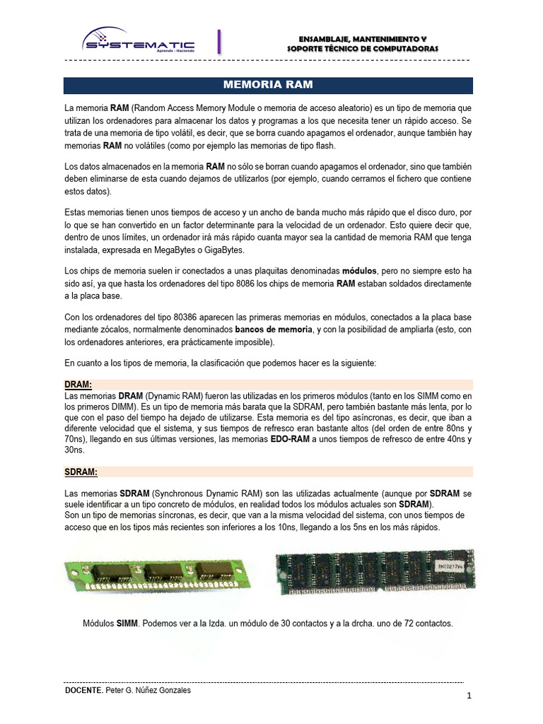 Tipos y módulos de memoria RAM | PDF | Memoria de acceso aleatorio ...