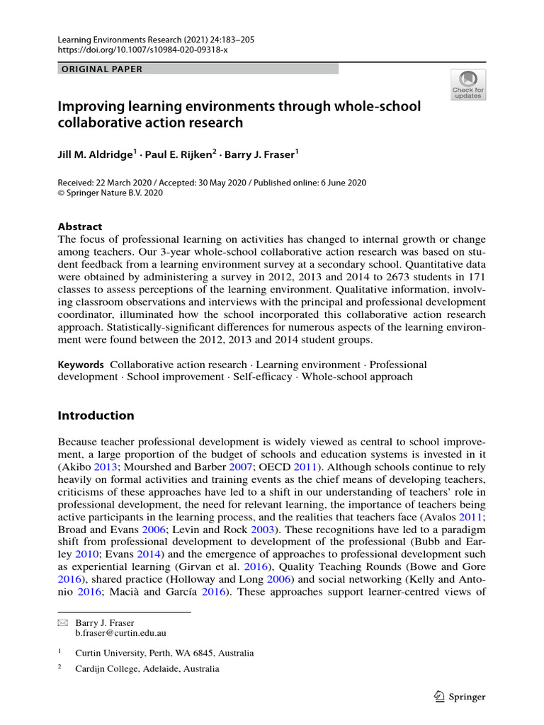 Improving Learning Environments Through Whole School | PDF | Teachers ...
