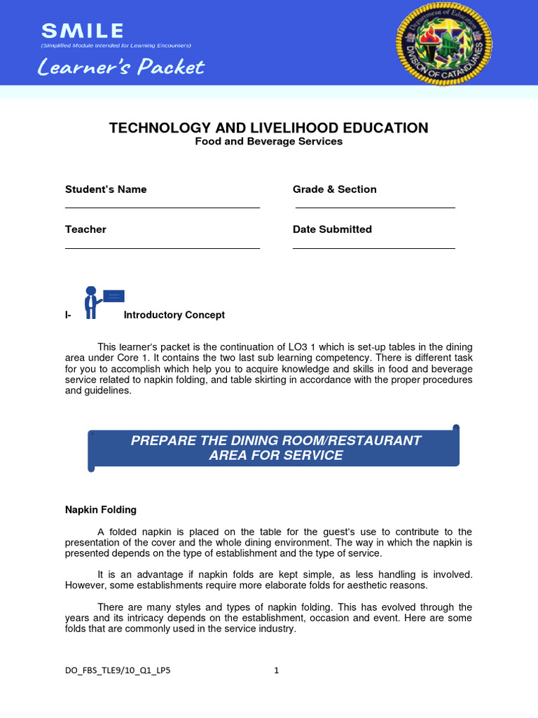 Tle Fbs Lp 5 Pdf Textiles Restaurants