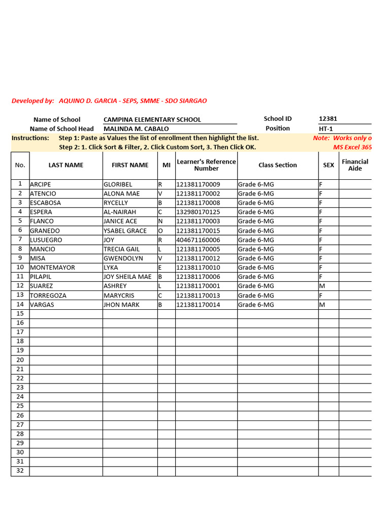 NATG6 Stratified Sampling Template | PDF | Sampling (Statistics ...