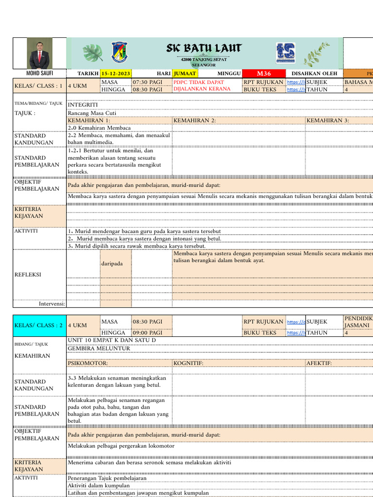 E-RPH Minggu 36 - 2023 - Jumaat | PDF