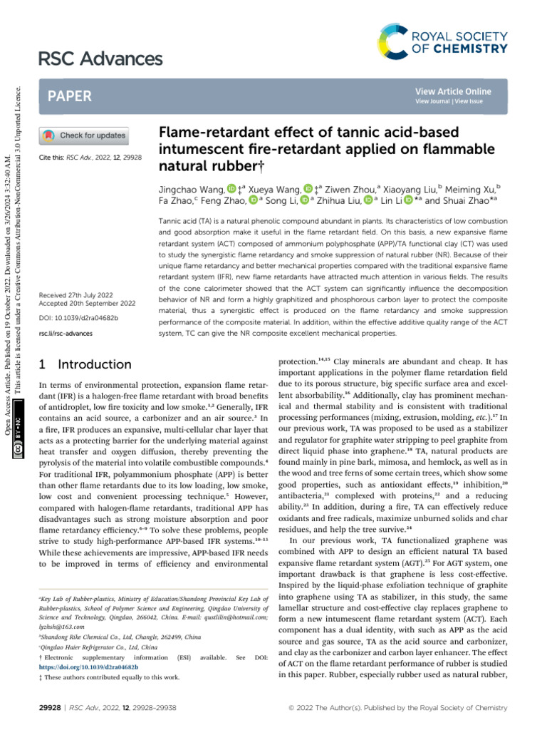 RSC Advances: Paper | PDF | Infrared Spectroscopy | Smoke