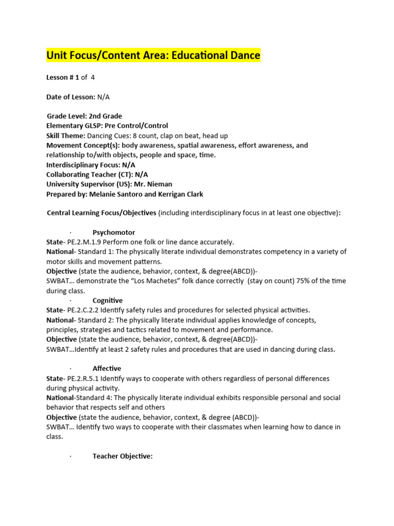 Dance Unit | PDF | Differentiated Instruction | Dances