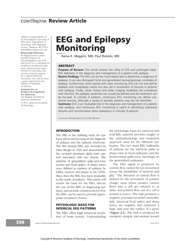 EEG and Epilepsy Monitoring.10 | PDF | Epilepsy | Electroencephalography