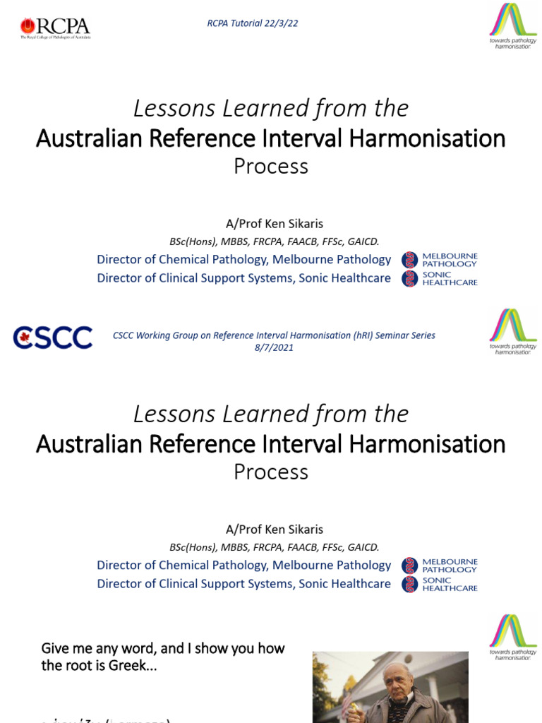 Harmonisation Of Ris Ken Sikaris Pdf Medicine Health Care