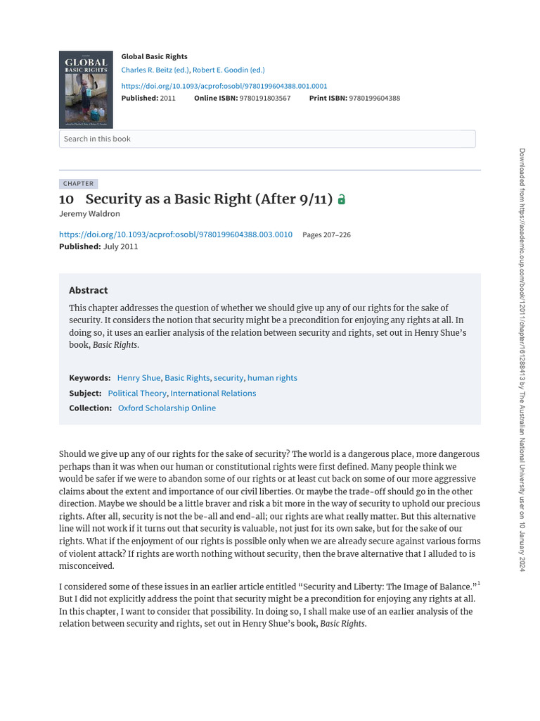 Waldron - Security As A Basic Right | PDF