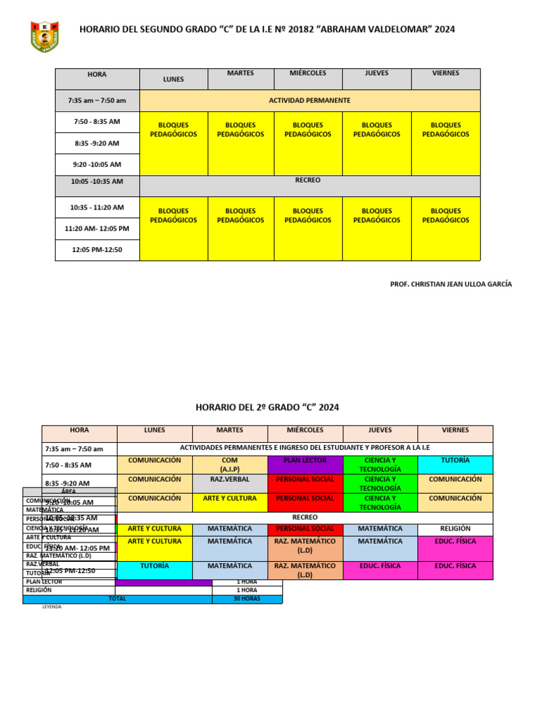 Horario Ok 2C 2024 | PDF