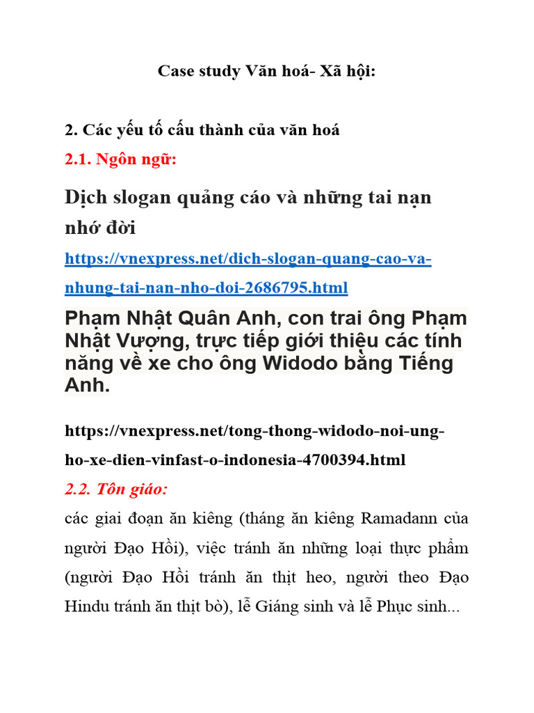 Case study Văn hoá chuyên đề cập nhật TMQT | PDF