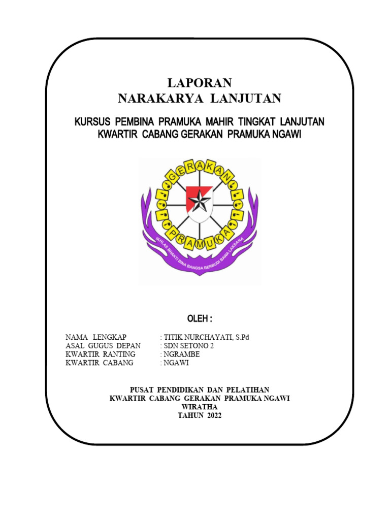 Laporan Narakarya Lanjutan Pramuka 2022 | PDF