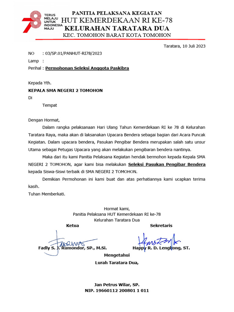 Surat Permohonan Paskibra | PDF