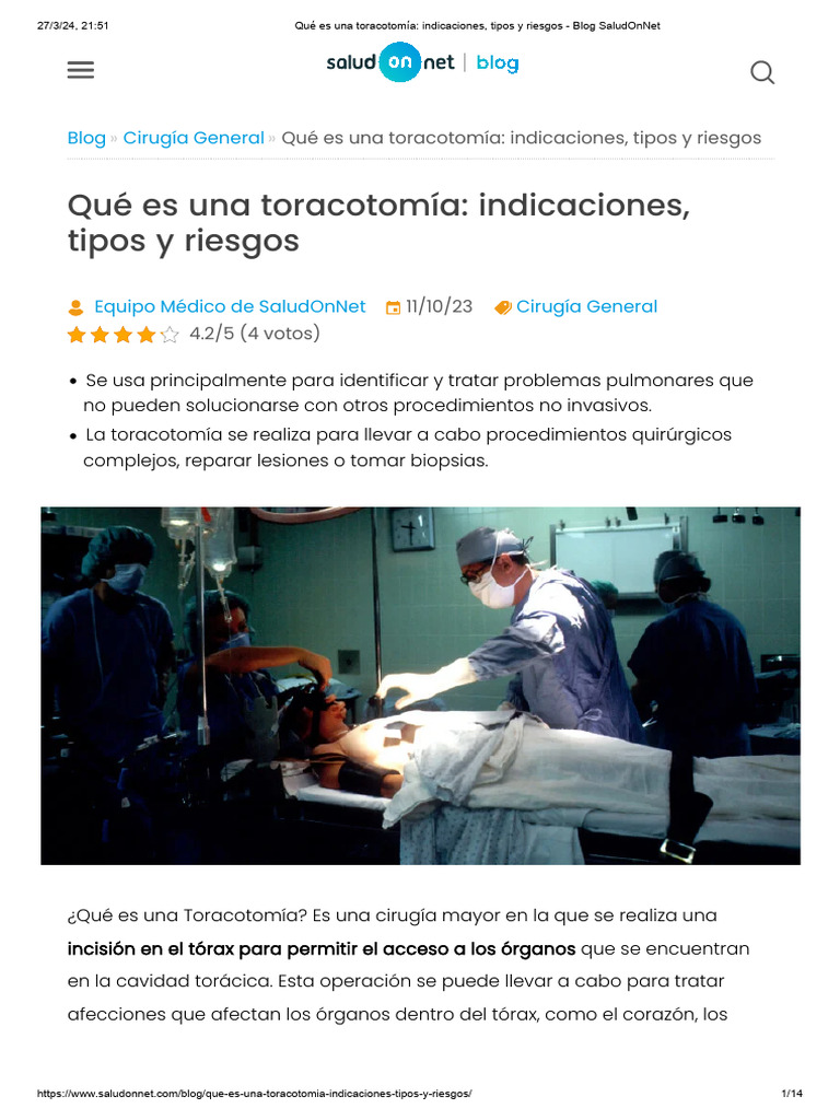 Qué Es Una Toracotomía - Indicaciones, Tipos y Riesgos - Blog ...