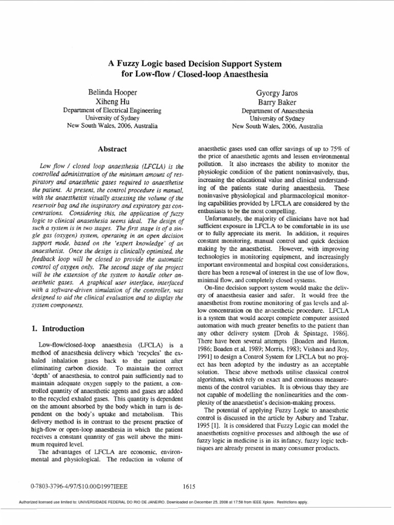 A Fuzzy Logic Based Decision Support System For Low Flow Closed Loop