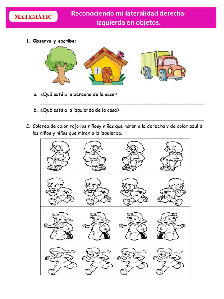 D4 A1 FICHA MAT. Reconociendo Mi Lateralidad Derecha-Izquierda en ...