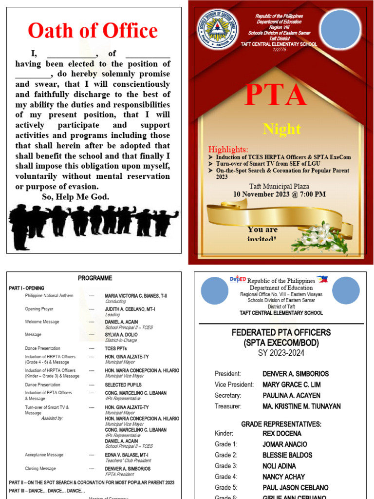 TCES PTA Night 2023 | Download Free PDF | Oath Of Office | Social ...