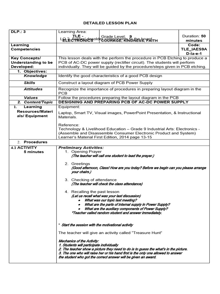 Detailed Lesson Plan Electronics 3 | Download Free PDF | Printed Circuit Board | Soldering