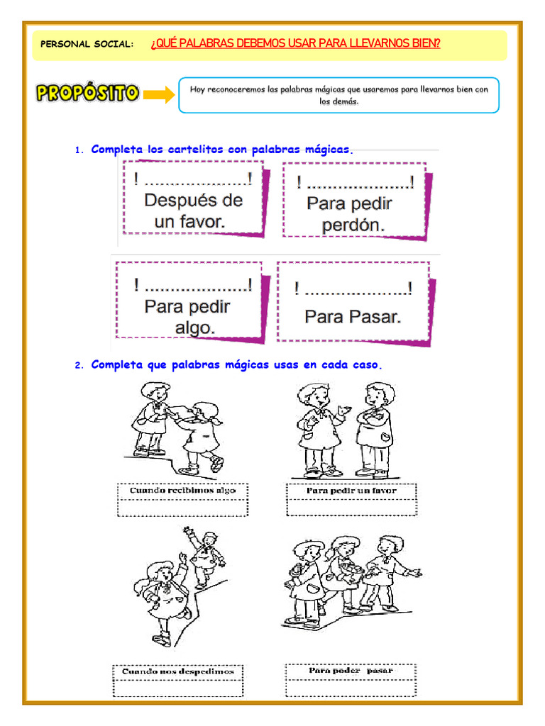 U1 S3 Ficha D1 PS Que Palabras Debemos Usar para Llevarnos Bien | PDF