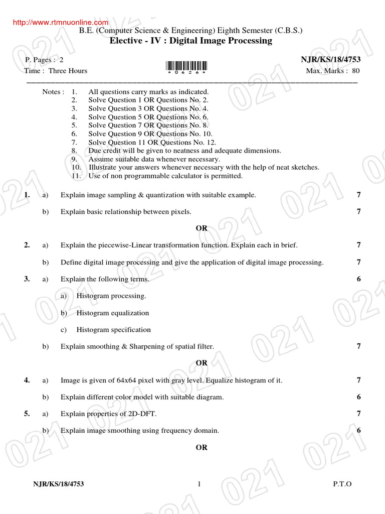 Cse 8 Sem Elective 4 Digital Image Processing Summer 2018 | PDF | Computer Graphics | Digital ...