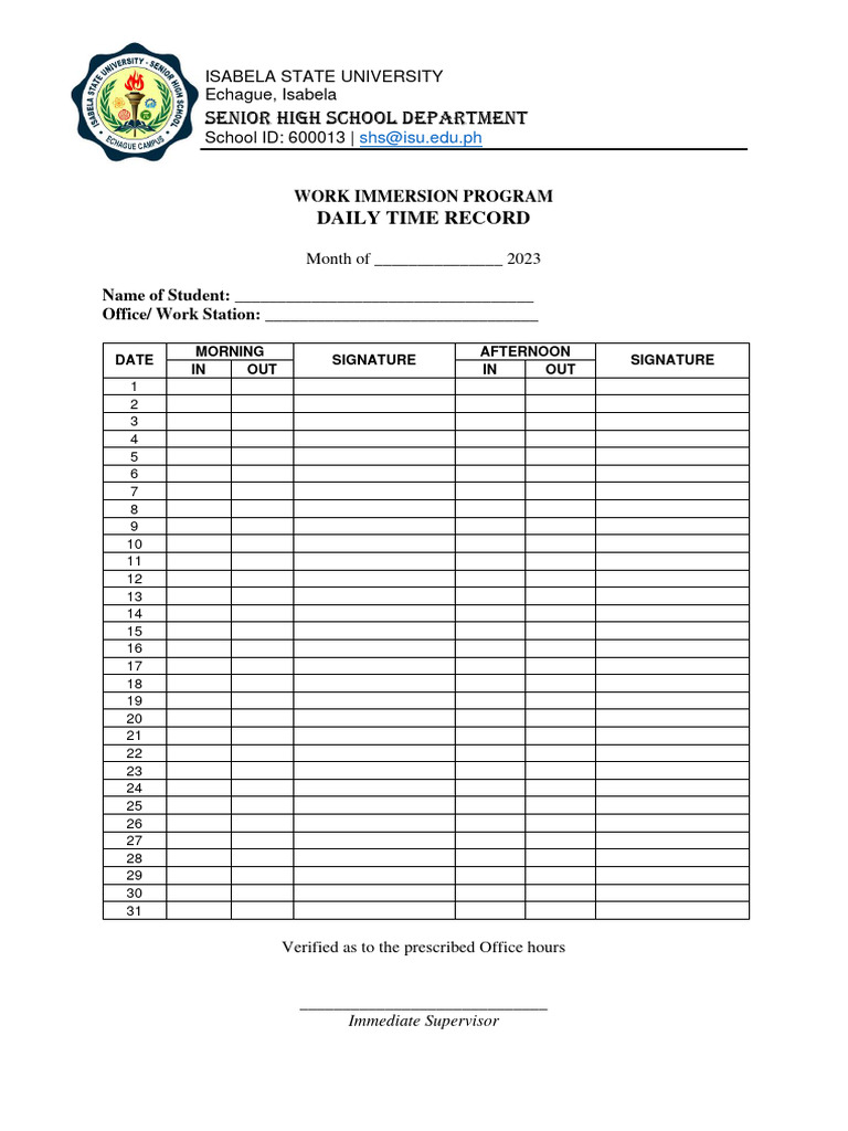 DTR Work Immersion | PDF