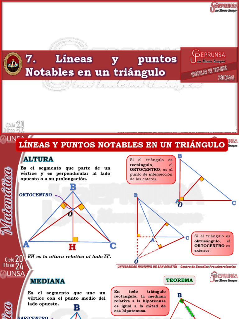 Líneas Notables de Triángulos | PDF | Triángulo | Geometría Elemental