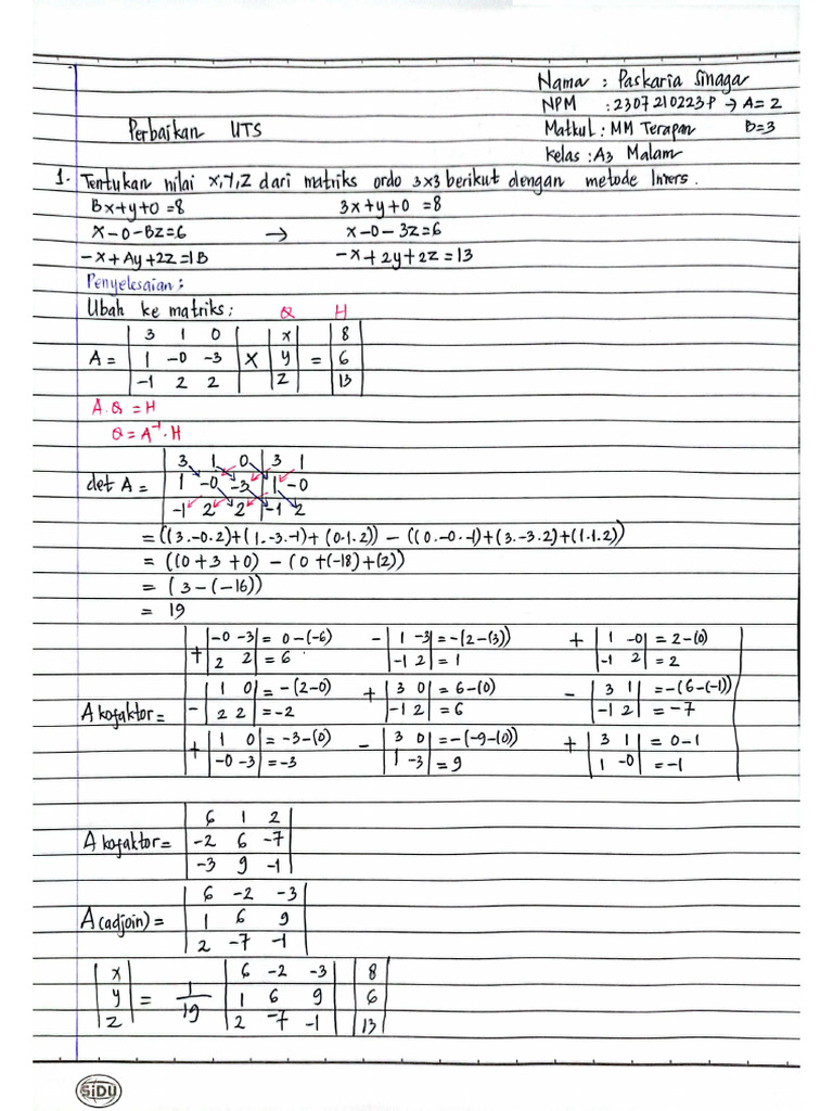 Paskaria Sinaga - NPM 2307210223 - A3 MALAM - REMEDIAL MM TERAPAN | PDF