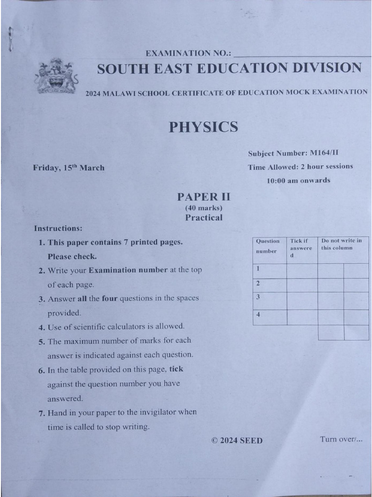 Physics Paper 2 | PDF