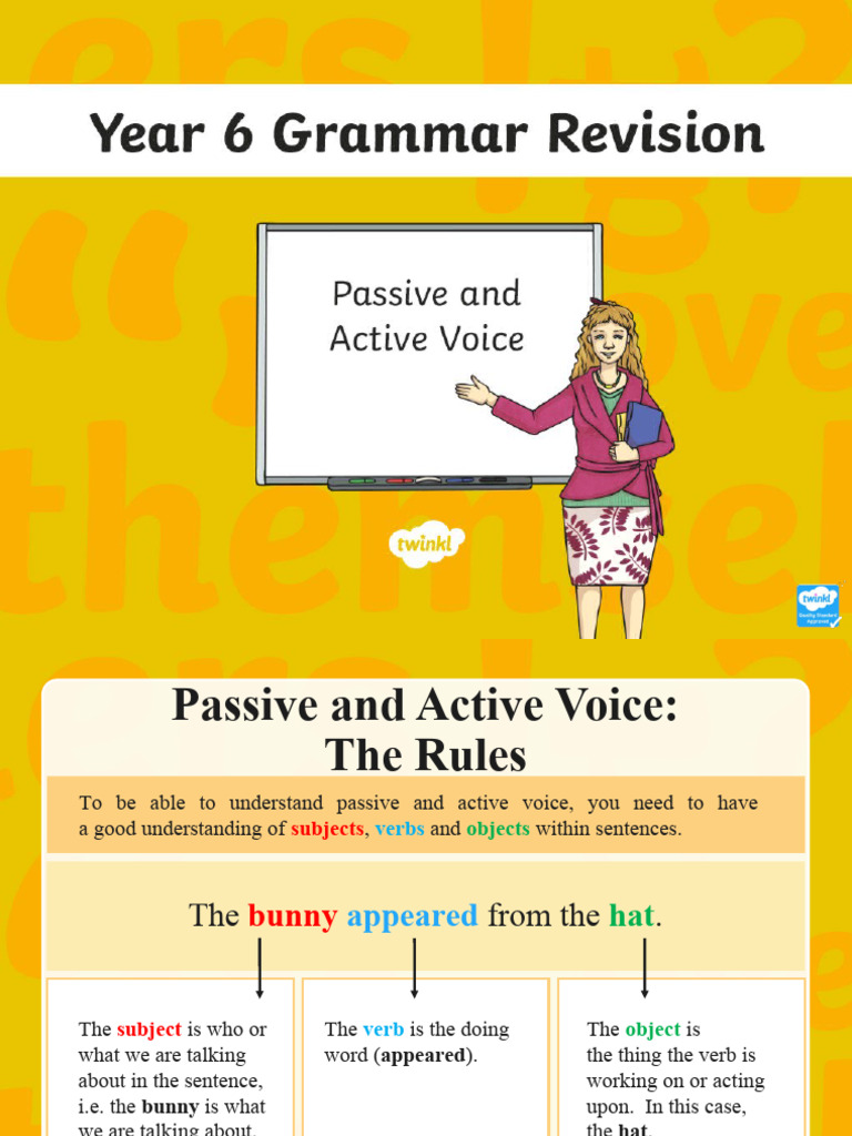 t2 e 2139 Year 6 Grammar Revision Guide and Quick Quiz Passive and ...