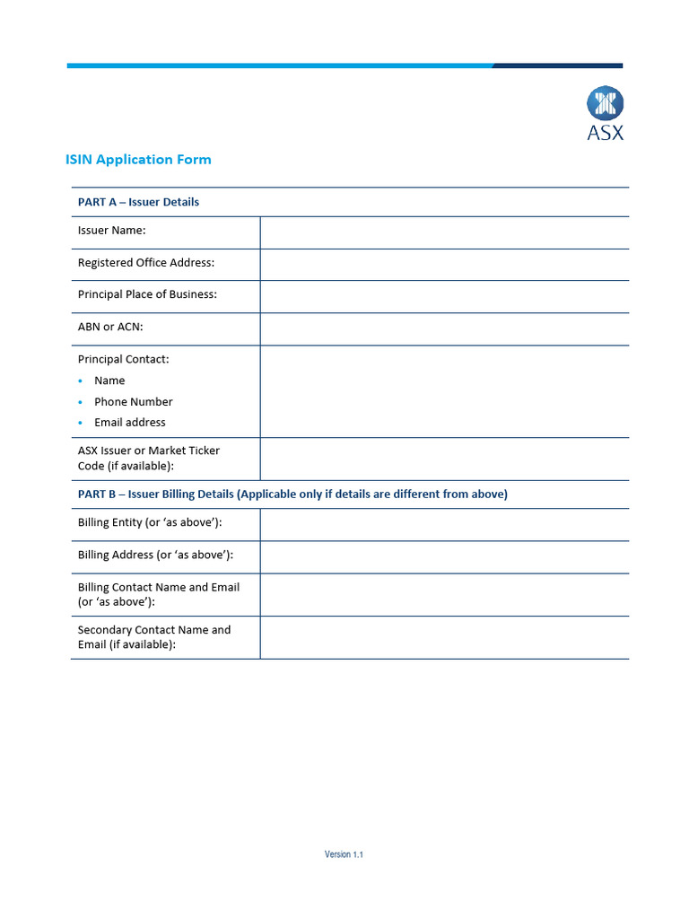 Isin Application Form | Download Free PDF | Warrant (Finance ...