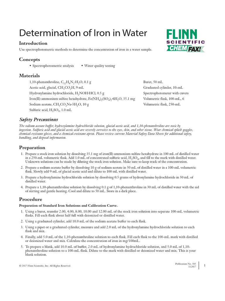 Iron Determination | PDF | Science | Iron