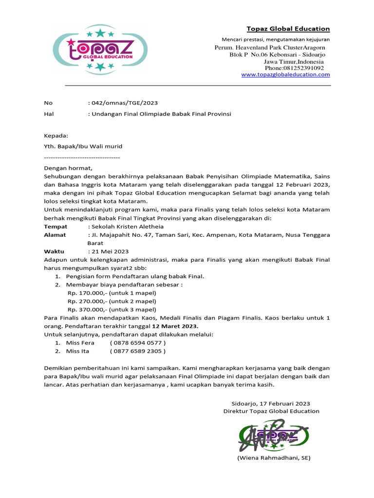 Surat Final Mataram | PDF