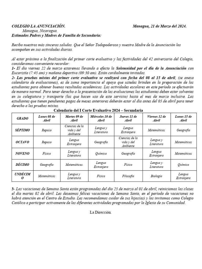 Circular Final 2022. Secundaria-1711034258311 | PDF