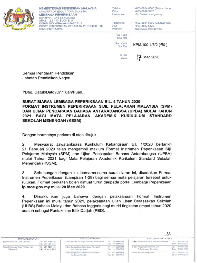 Format Baharu SPM 2021 | PDF