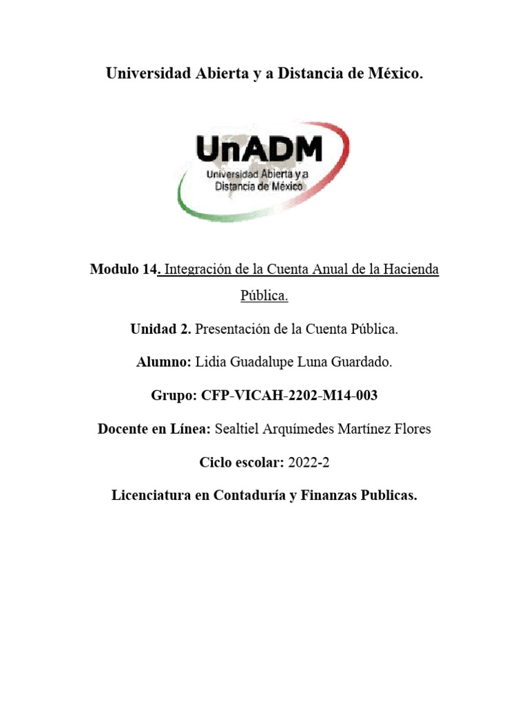 M14 U2 A2 LunaGLG | PDF | Presupuesto | Contabilidad