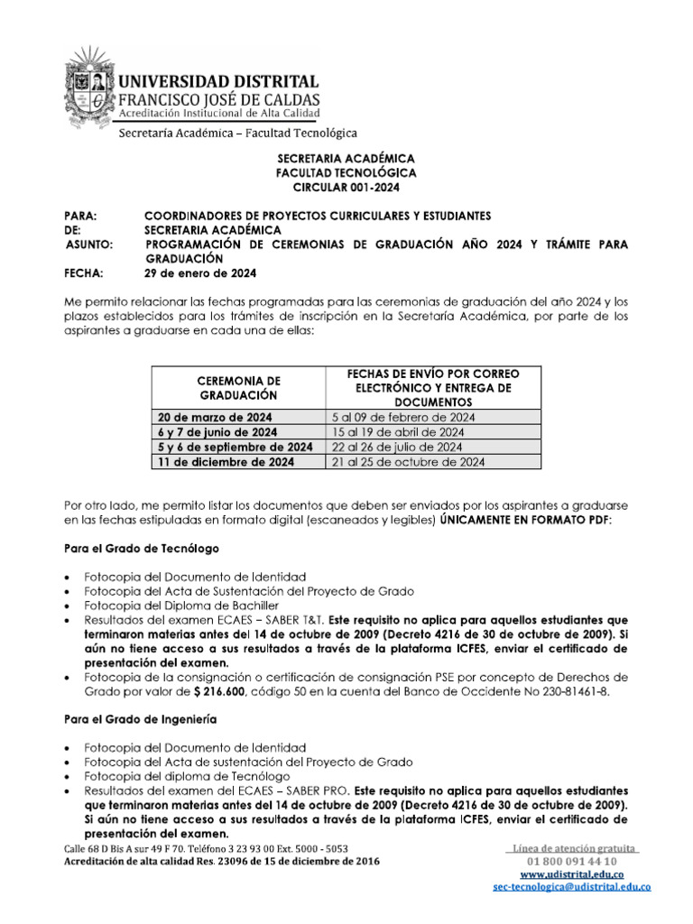 Circular 001 de 2024 | PDF