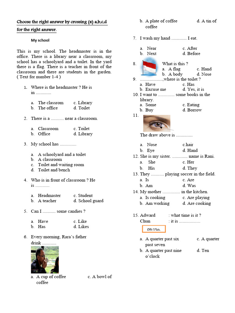 Soal Olimpiade Bahasa Inggris SD | PDF