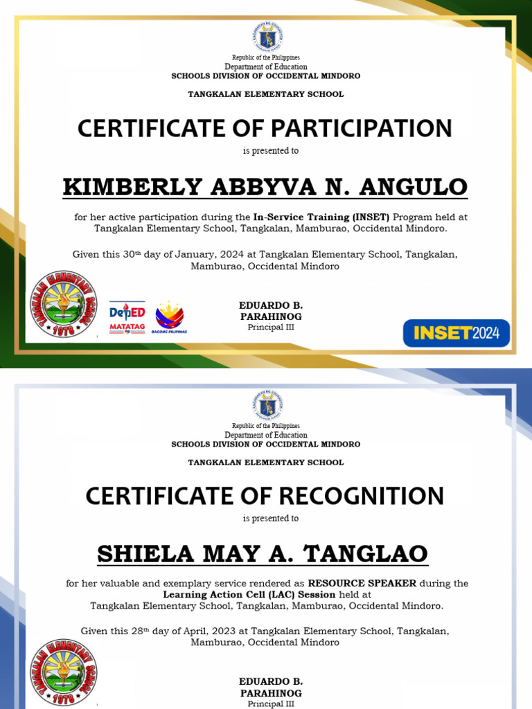Inset Certificates | Download Free PDF | Philippines