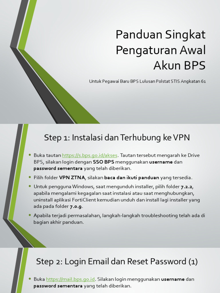 Panduan Singkat Pengaturan Awal Akun BPS | PDF