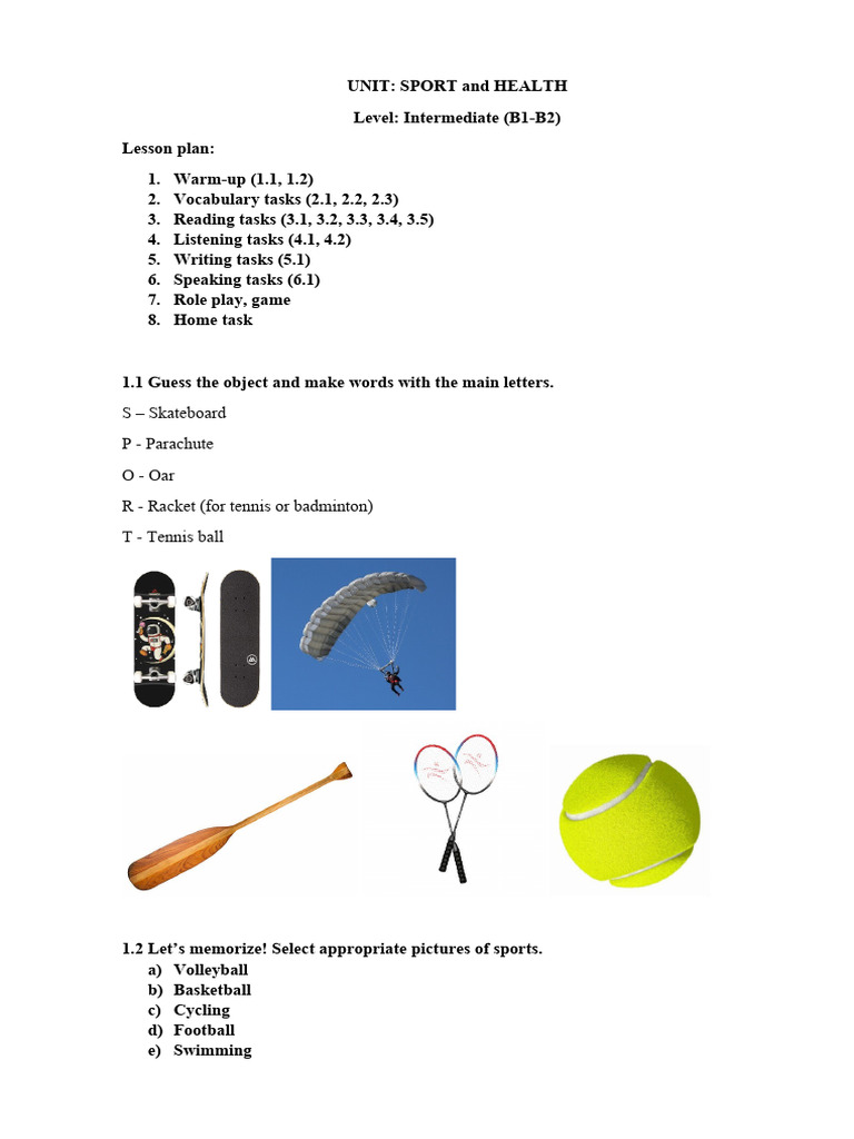 Sport and Health Lesson Plan | PDF | Physical Fitness | Obesity