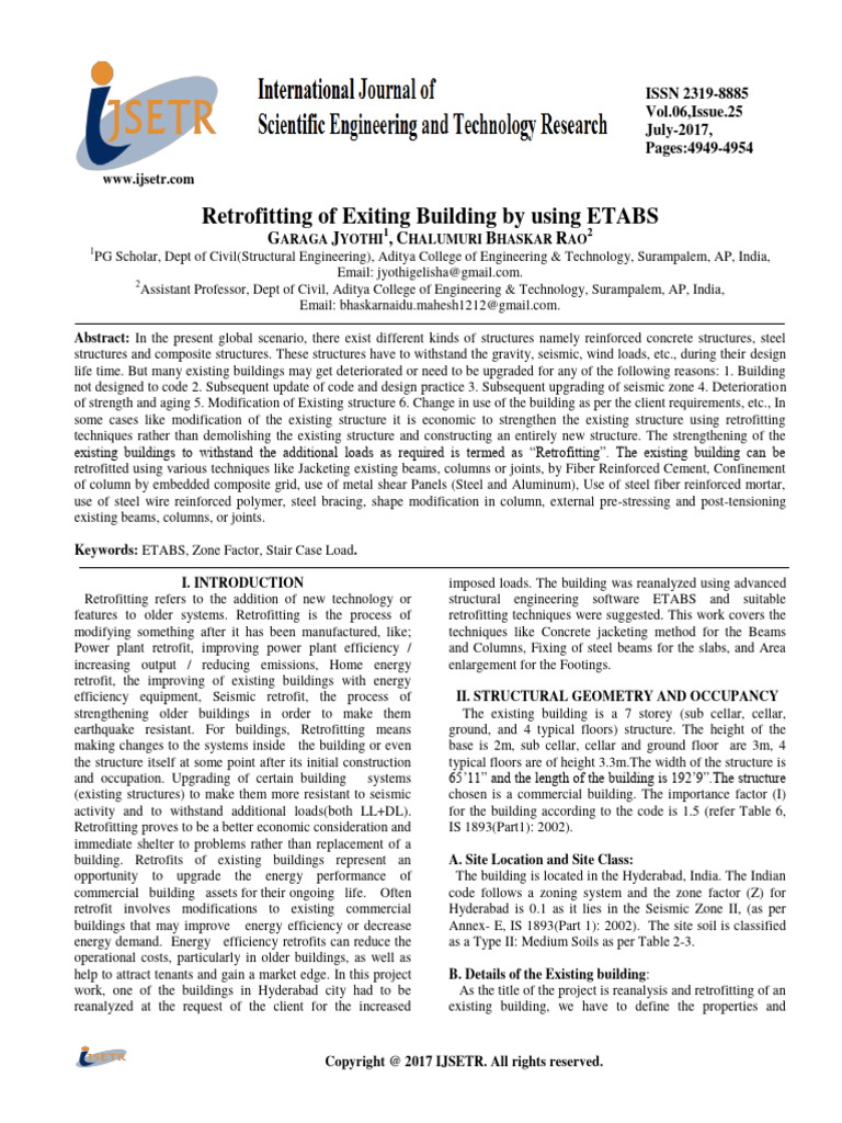 Retrofitting of Exiting Building by Using ETABS: G J, C B R | PDF | Structural Engineering ...
