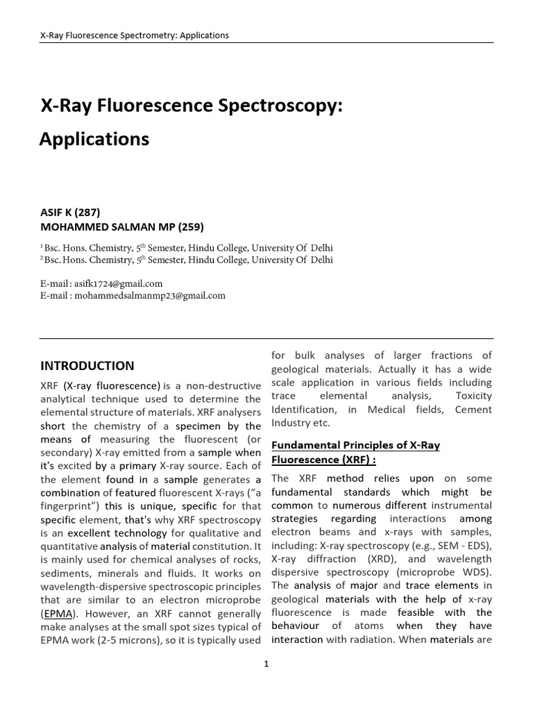 Exploring The Versatile Applications of X-Ray Fluorescence | PDF ...