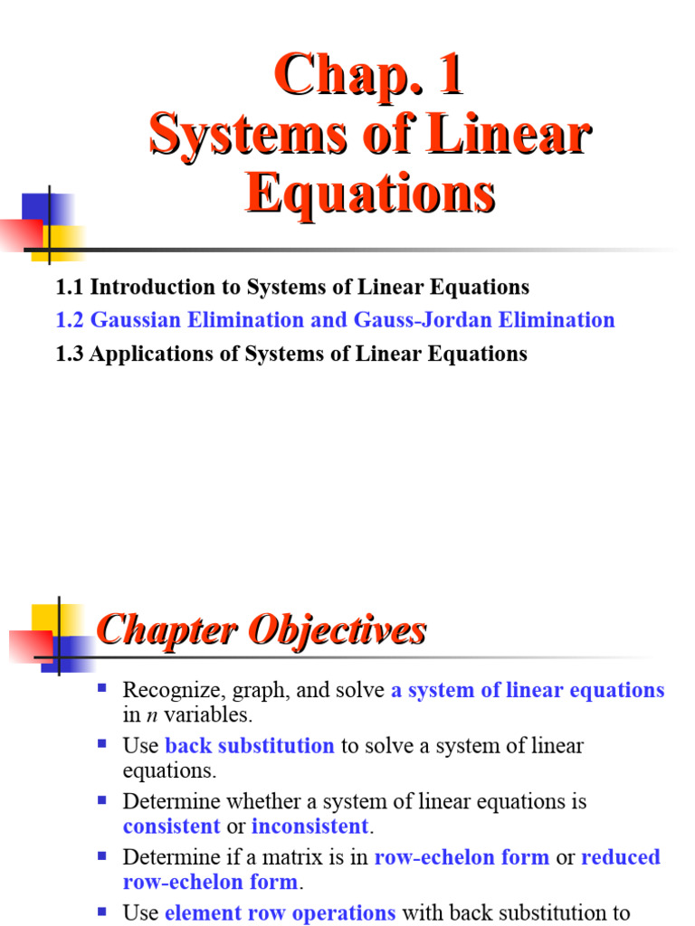Chap. 1 Systems of Linear Equations | PDF | Applied Mathematics | Numerical Analysis