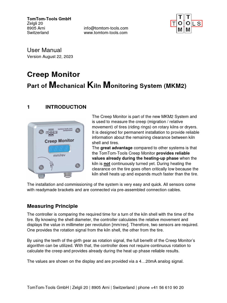 Creep Monitor Manual 7 | PDF | Electrical Connector | Gear