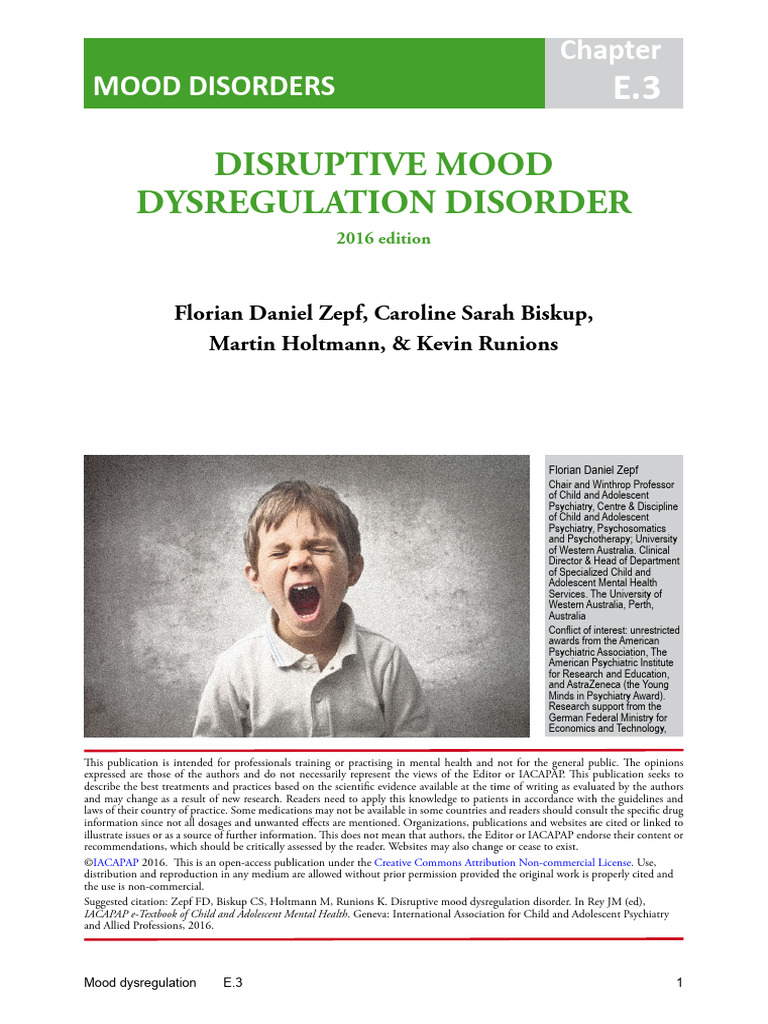 E.3 Mood Dysregulation 2016 | PDF | Mood Disorders | Mental Disorder
