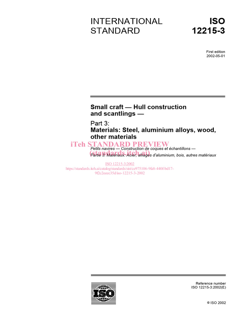 ISO 12215-3-MATERIALS - Steel, Aluminium Alloys, Wood | PDF | Steel | International Organization ...