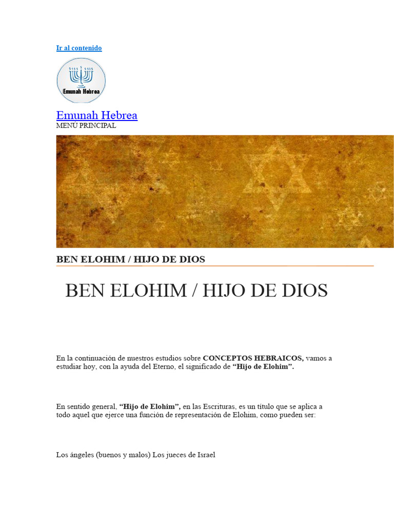 Ben Elohim | Descargar gratis PDF | Midrash | Biblia