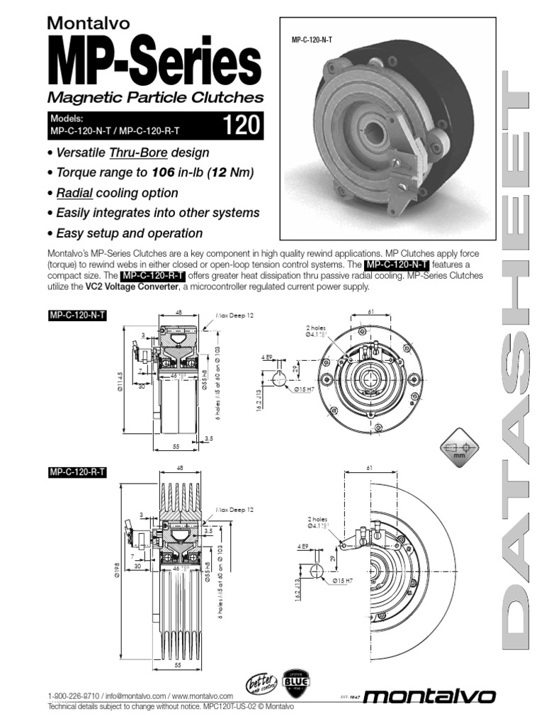 MPC 120T Magnetic Particle Thru Bore Clutch Datasheet Us e | PDF | Horsepower | Mechanical ...