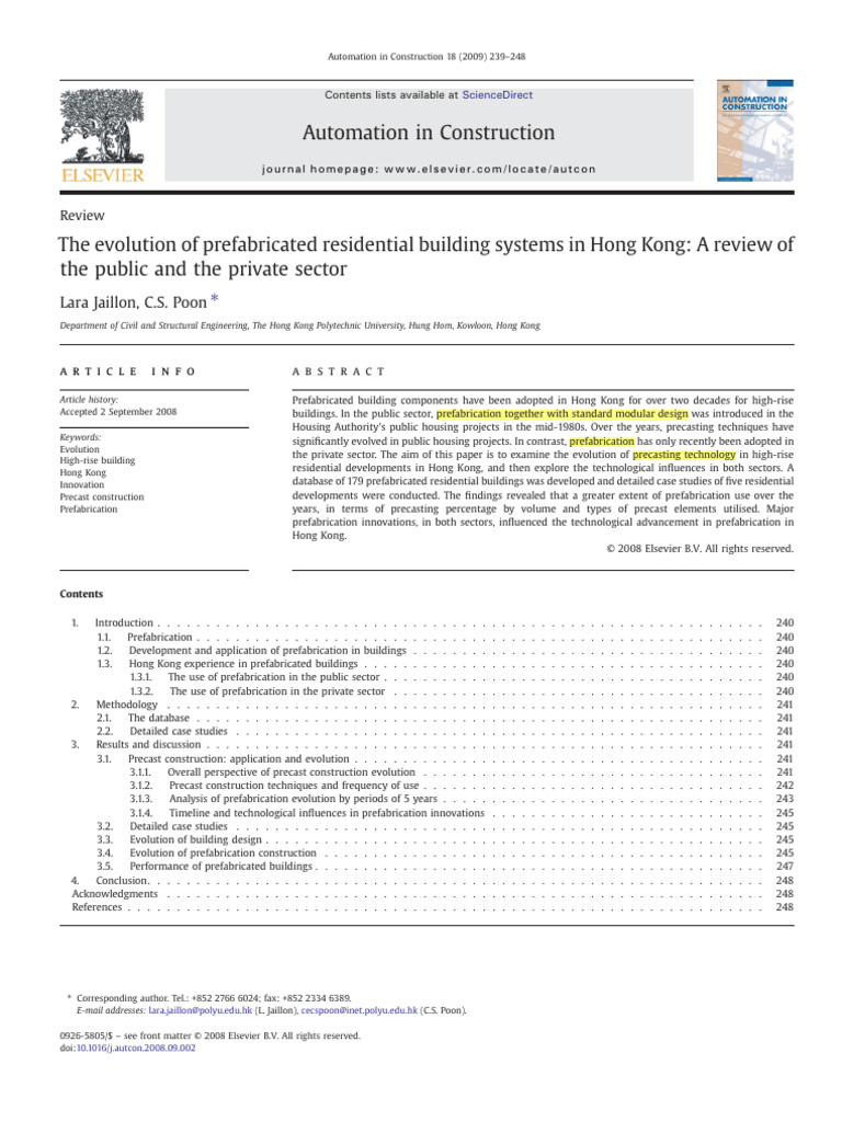The evolution of prefabricated residential building systems in Hong ...