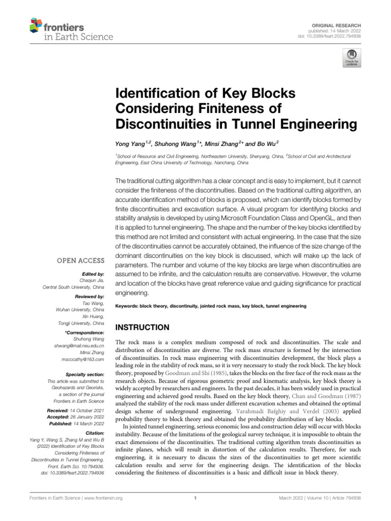 Key Block Identification in Tunnel Engineering | PDF