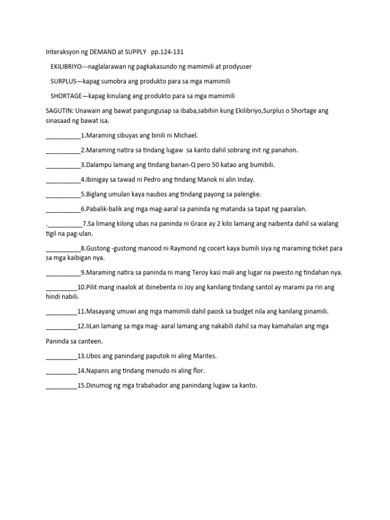 Interaksyon NG DEMAND at SUPPLY PP 124 131 | PDF